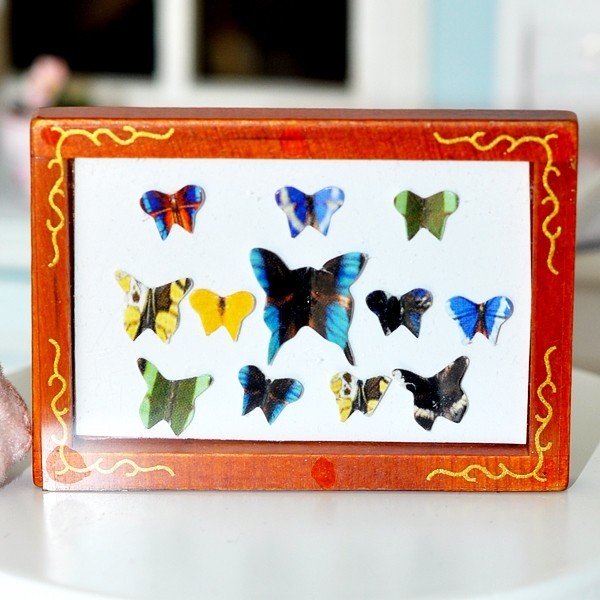 BUTTERFLY BOX FRAME MINIATURE BARBIE FASHION ROYALTY BJD LATI YELLOW ...