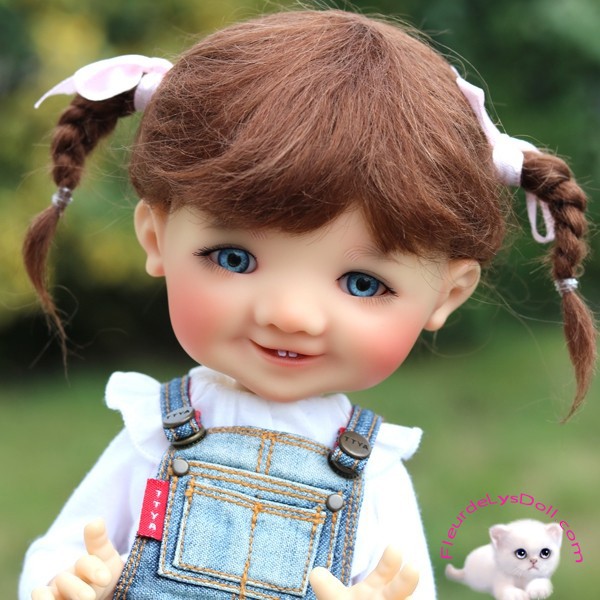 MOHAIR MAELYS BROWN 7/8" DOLL WIG FOR BJD DOLL DIANNA EFFNER LITTLE ...