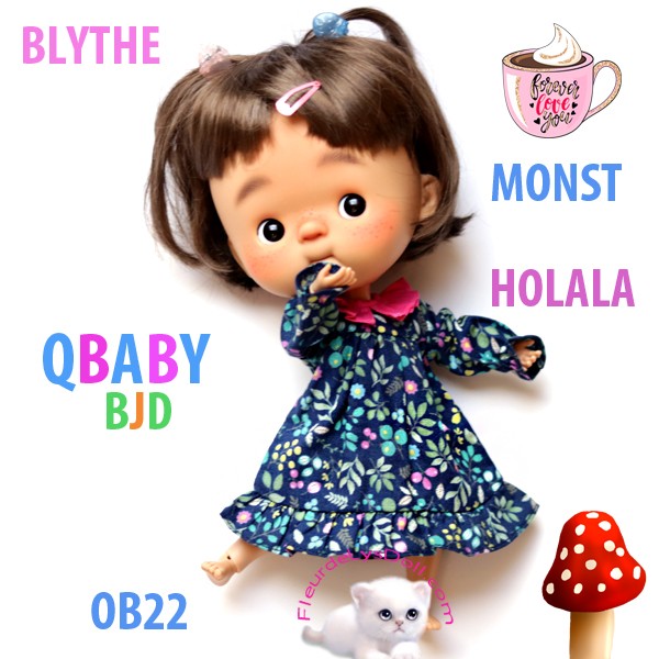 HAND MADE BONBON DRESS FOR QBABY BJD MONST HOLALA DOLLS BLYTHE OBITSU ...