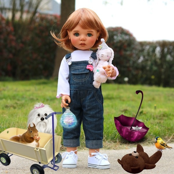 MONIQUE DOLL WIG BOB DORIS LIGHT CARROT 12/13 FOR BJD MEADOWDOLLS 18 ...