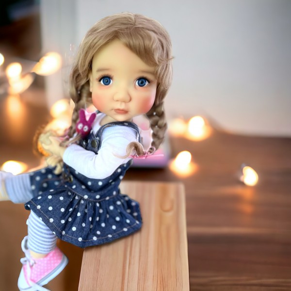 NEW LONG SOFT MOHAIR GINGERBREAD DOLL WIG 10-11 BJD QBABY BLYTHE ...